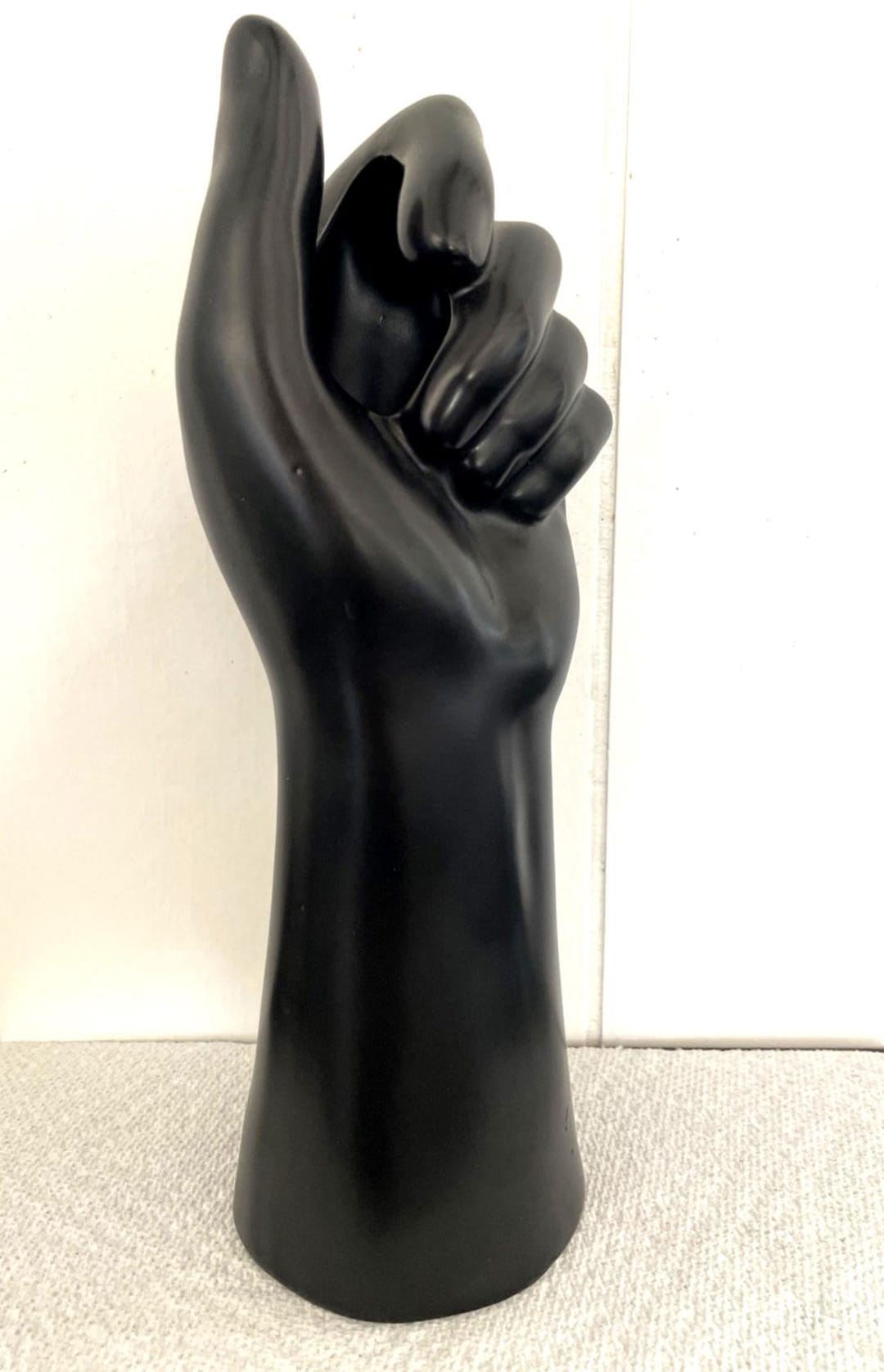 Black Hand Fist Porcelain Vase 10.5" Satin Glaze Art Pottery - Etsy