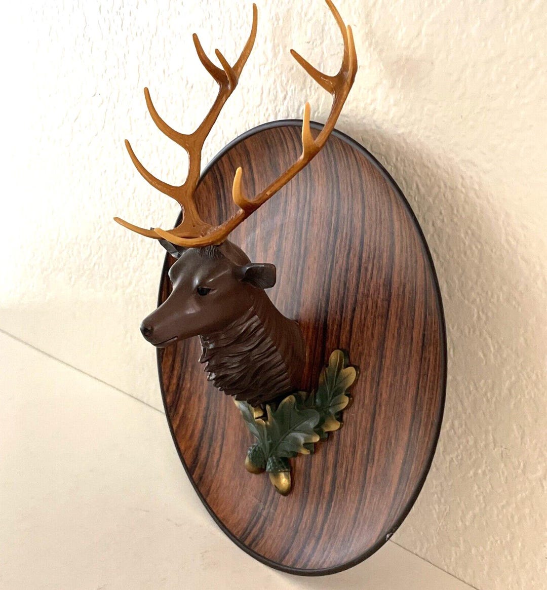 Vintage Plastic Reindeer Deer Mount Wall Plaque 12 Point Buck Humorous ...