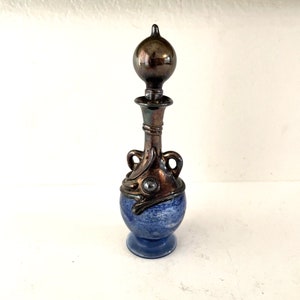 Blue King Solomon Finds Blown Glass Perfume Bottle Sterling SILVER ...