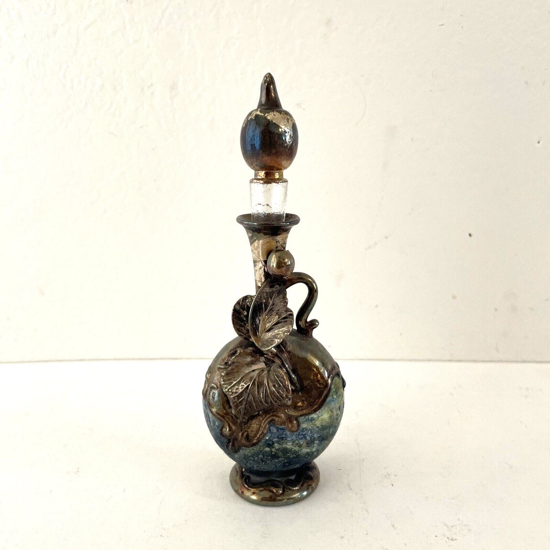 Vintage King Solomon Finds Blown Glass Perfume Bottle Sterling SILVER ...