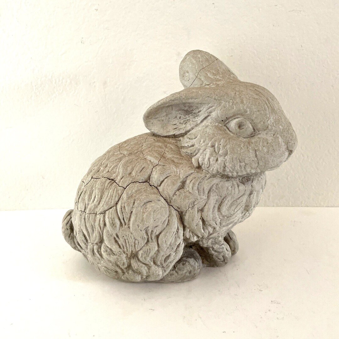Vintage BUNNY RABBIT Cement Concrete Garden Statue 9" Tall - Etsy