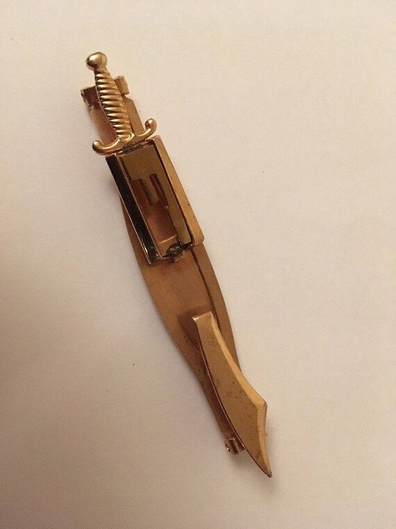Retro Mid Century Gold Toned Sword Letter F Monogram … - Gem