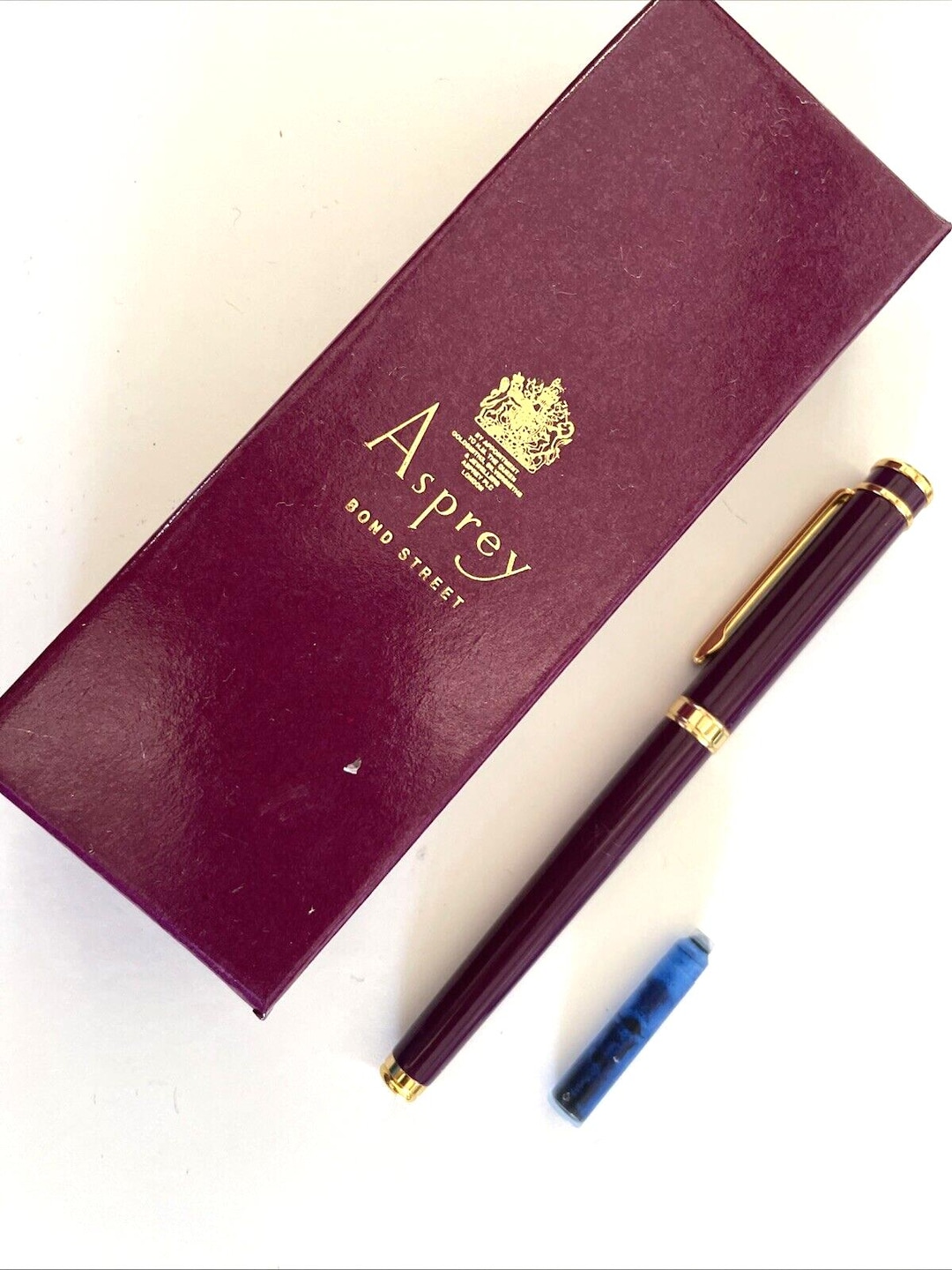NOS Vintage Asprey Fountain Pen Unused Purple and Gold - Etsy