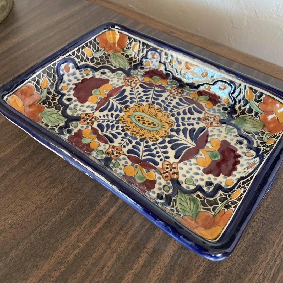 Vintage Talavera Mexico 9x6" Ceramic Pottery Rectangle Dish / Tray - Etsy