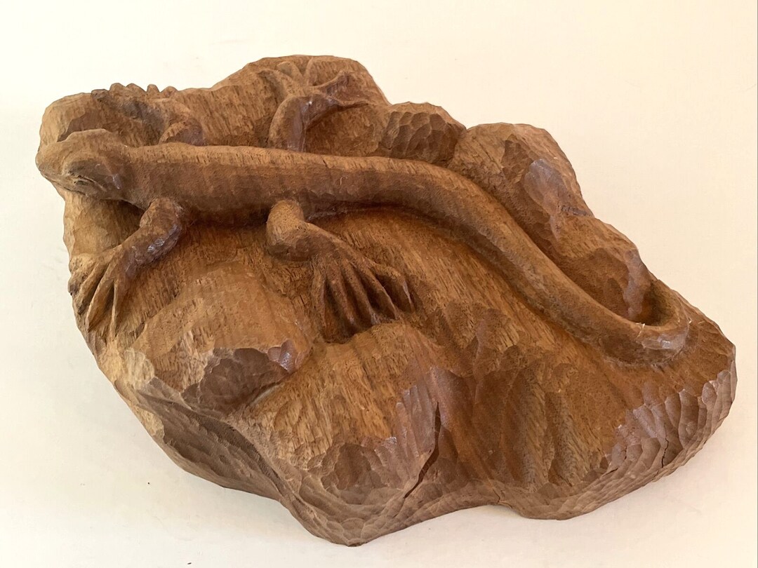 Vintage Hand Carved Wood Lizard Sculpture / Statue 13x8x4 - Etsy