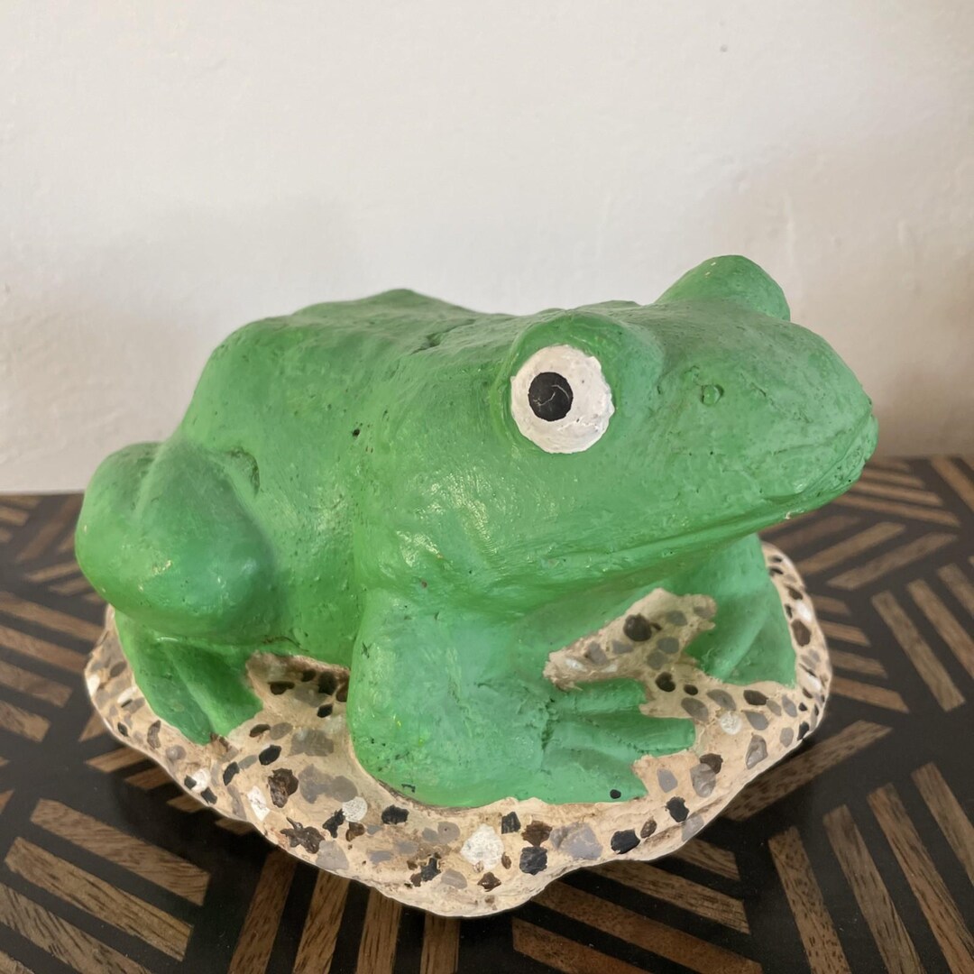 Vintage Plaster Frog Garden Statue 7x6" - Etsy