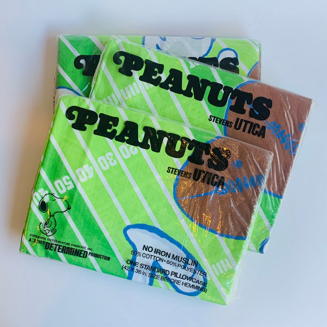 Vintage Peanuts Snoopy Football Sheet and Pillowcases, New in Package ...