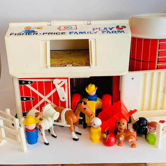 Vintage Fisher Price Play Farm With Pieces and Silo - Etsy