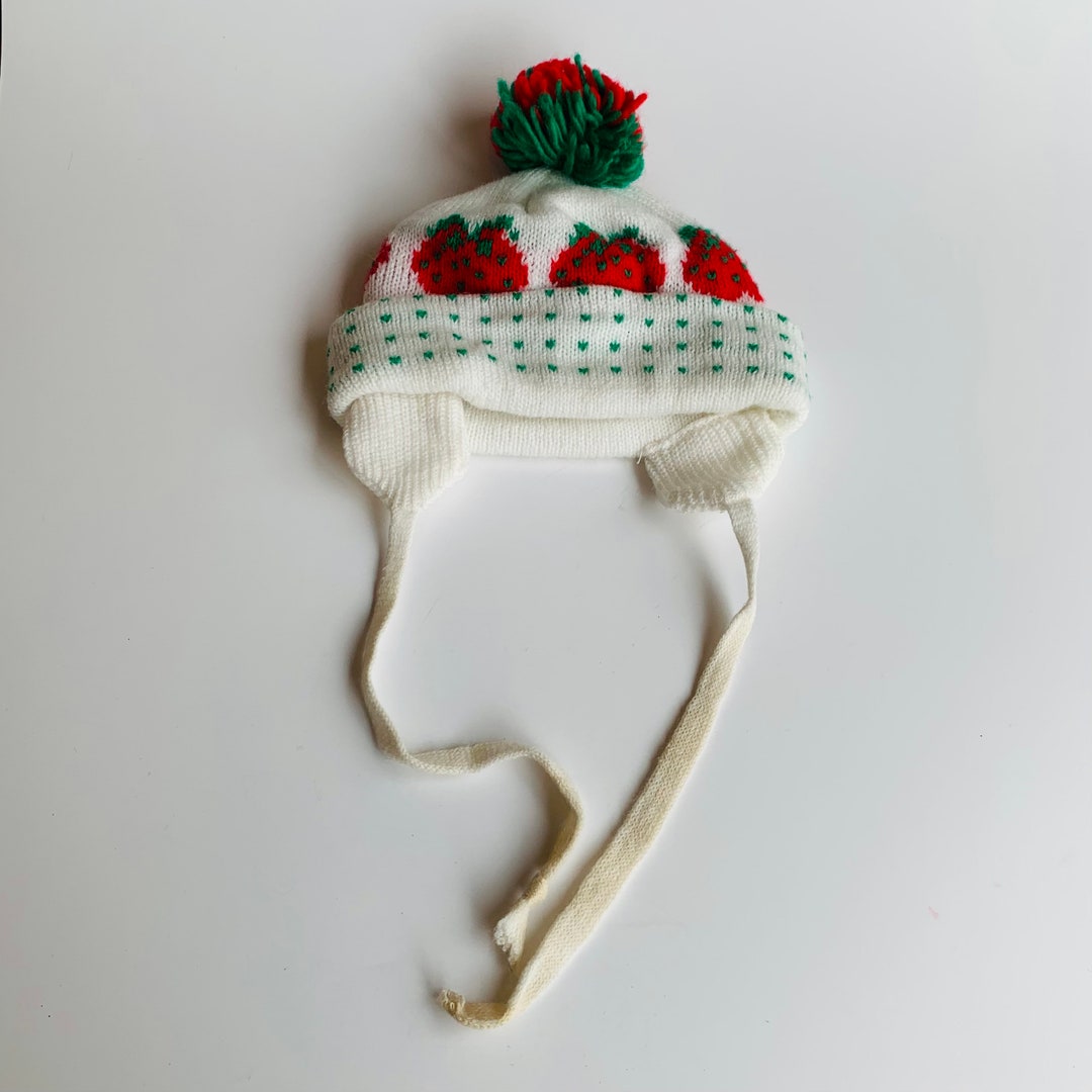Vintage Strawberry Ear Flap Hat - Etsy