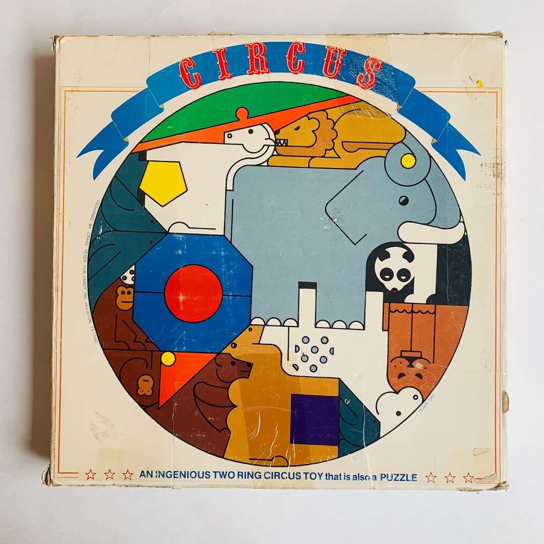 Vintage Circus Two Ring Circus Toy That is Also a Puzzle With Box - Etsy