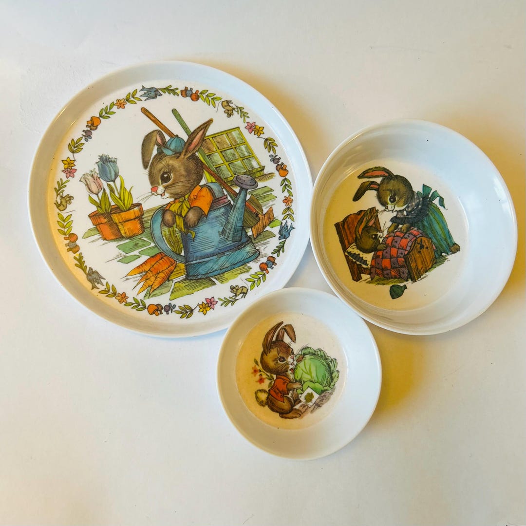 Vintage Oneida Peter Rabbit Plastic Three Piece Child's Dish Set - Etsy