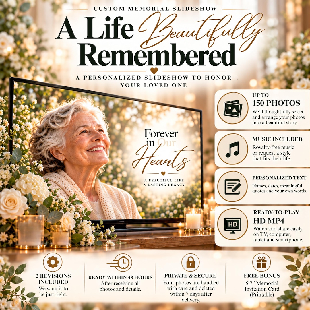 Custom Funeral Slideshow Video, Memorial Tribute, Celebration of Life ...