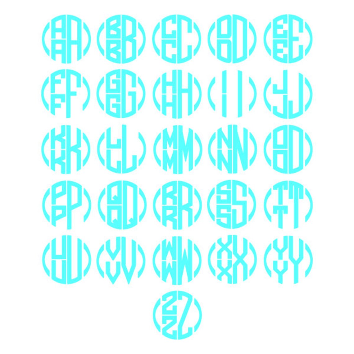 Custom Monogram Vinyl Decal Stacked Circle Initials | Etsy