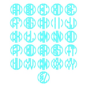 Custom Monogram Vinyl Decal, Stacked Circle - Initials, Personalize ...