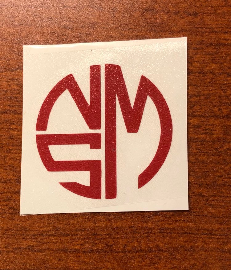 Custom Monogram Vinyl Decal Round Stacked Initials | Etsy
