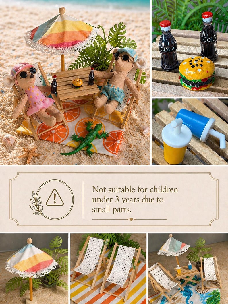 Maileg Mice Beach Set, Miniature Seaside Scene, 1:12 Scale Travel Toy ...