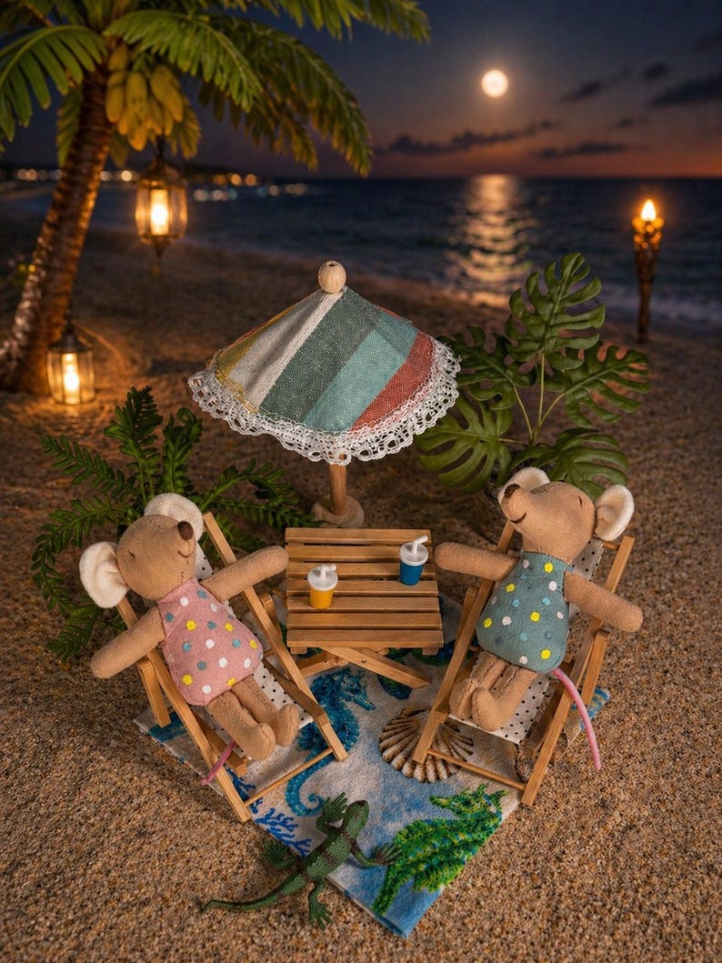Maileg Mice Beach Set, Miniature Seaside Scene, 1:12 Scale Travel Toy ...