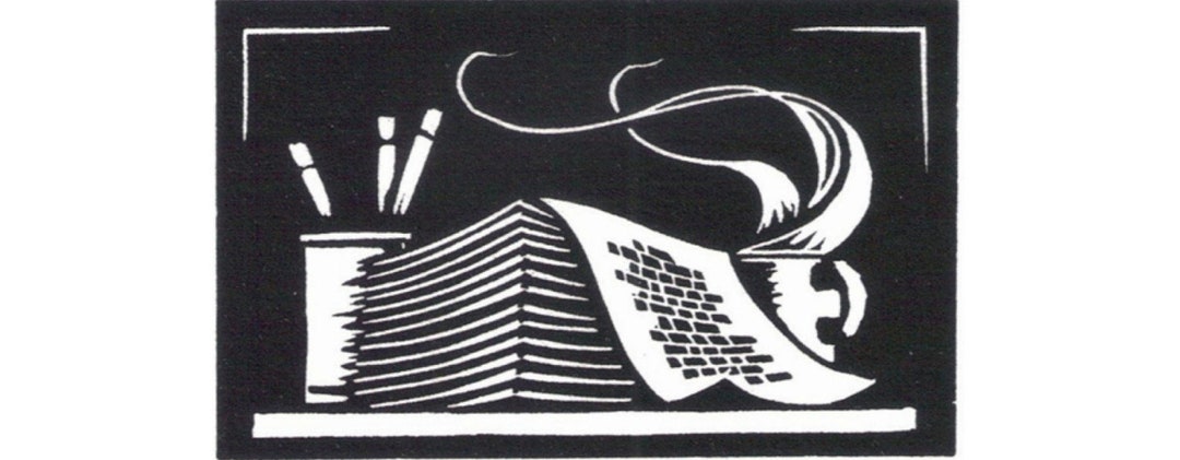 Original Linocut 1504 of Paper and Pencils by Ken Swanson - Etsy