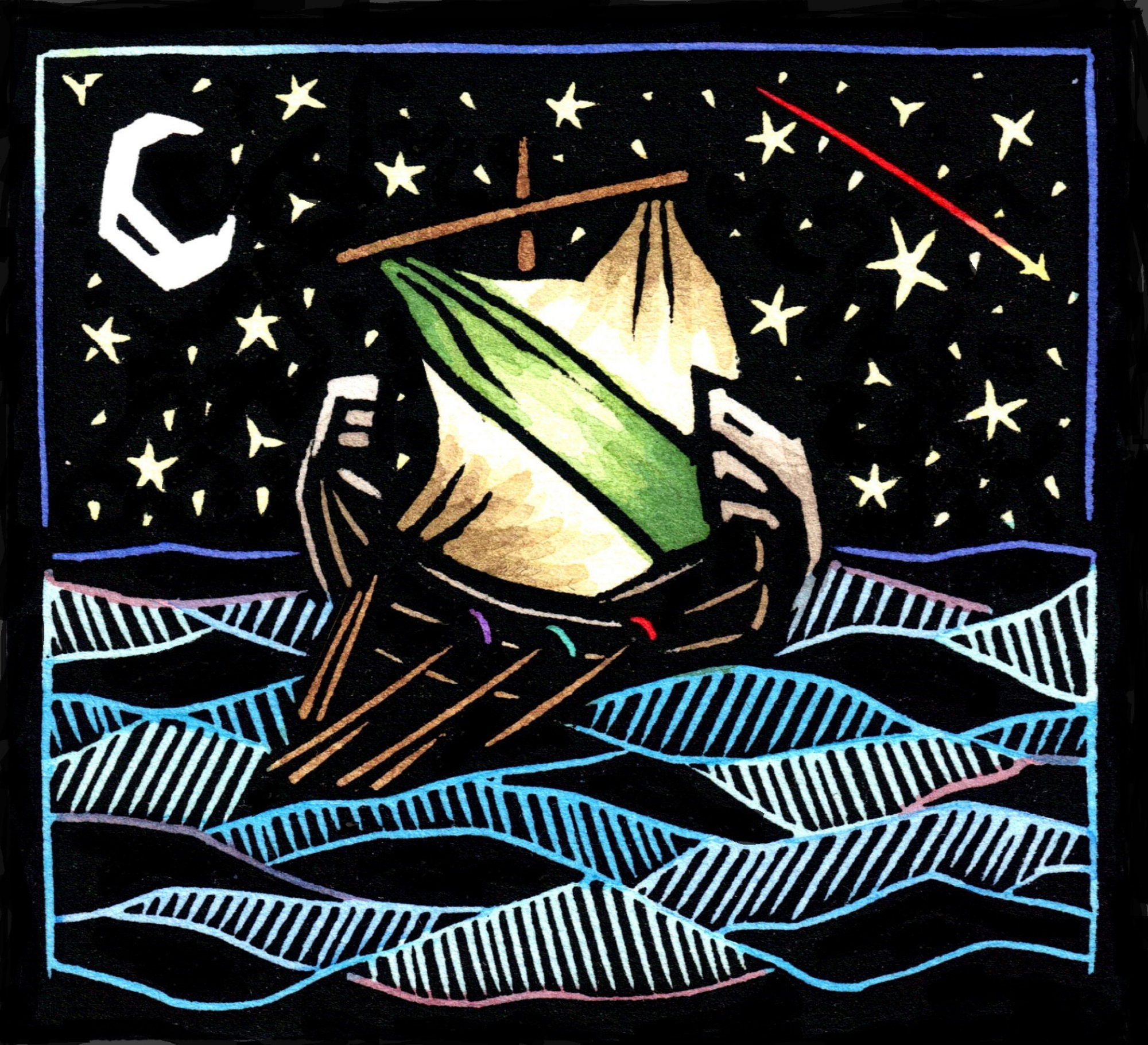 Wood & Linocut Prints Art & Collectibles of 5 Trees By Ken Swanson ...