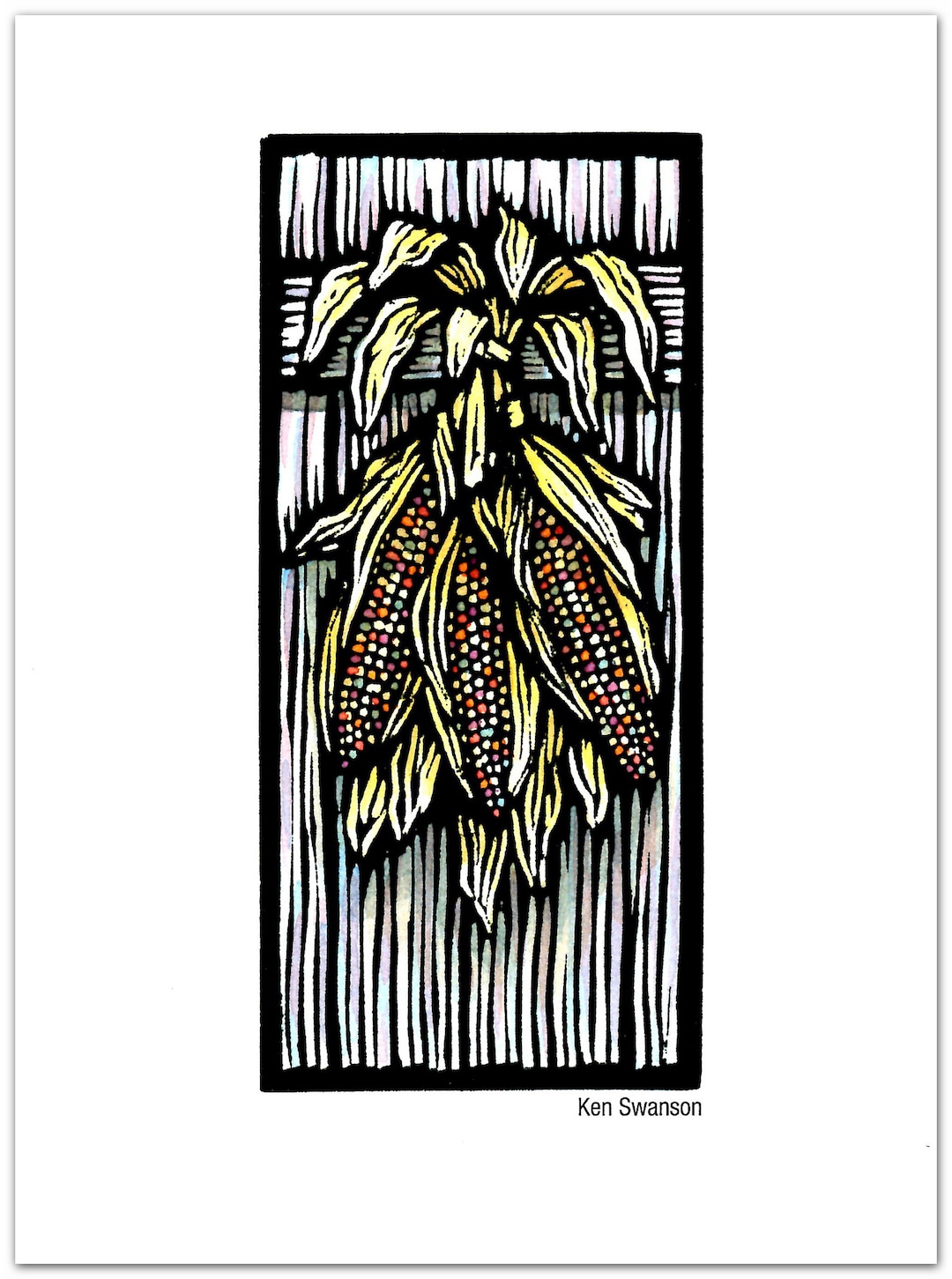 12 Fall Greeting Cards From a Linocut Depicting Indian Corn Linocut - Etsy