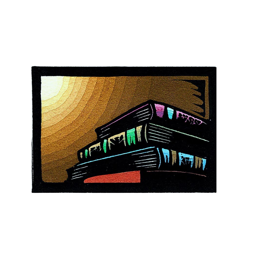 New Linocut (2529) of a Stack of Three Books - Etsy