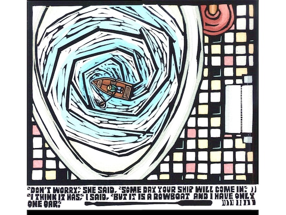 Wood & Linocut Prints Art & Collectibles of 5 Trees By Ken Swanson ...