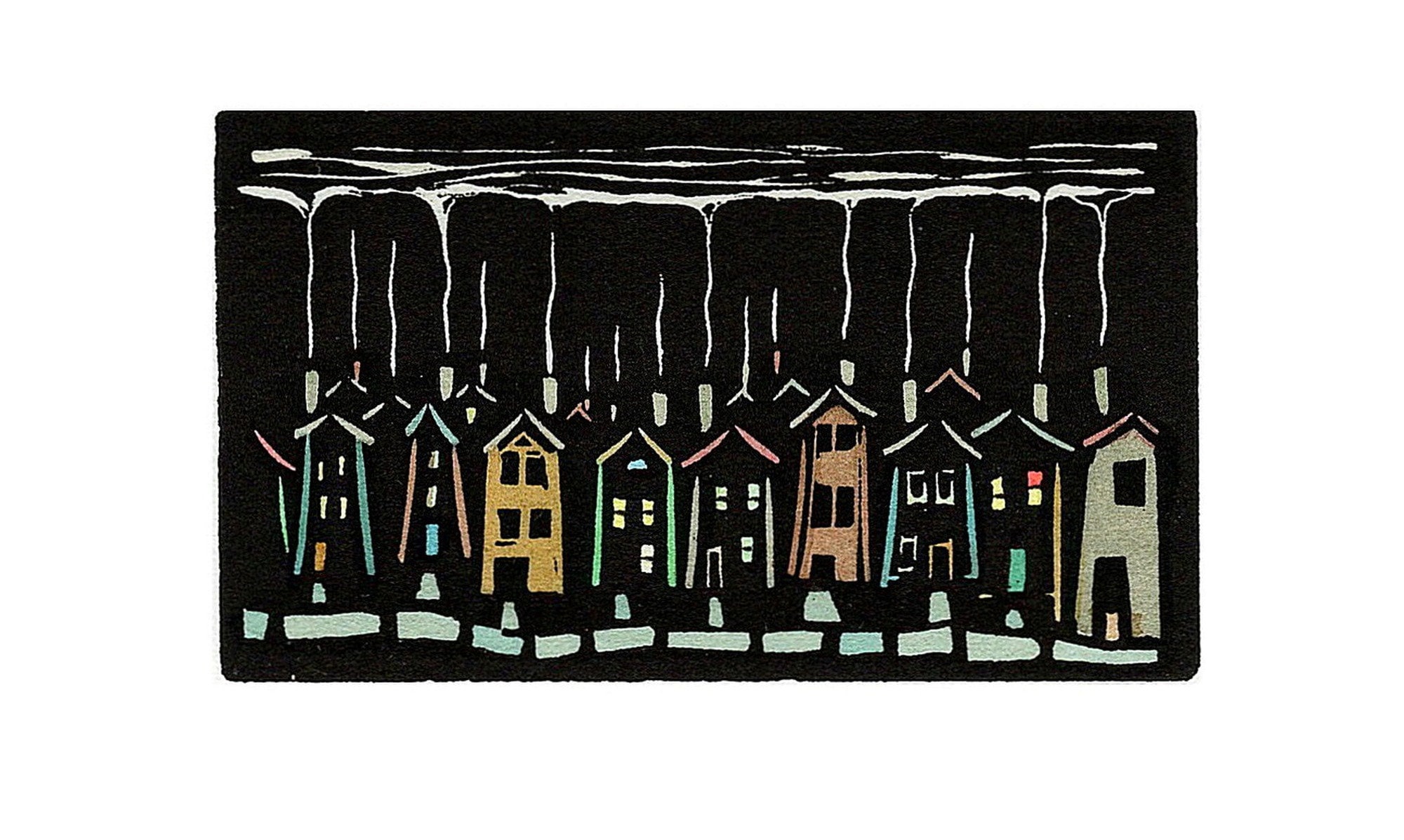 Original Linocut (2203) of a Row of Houses by Ken Swanson - Etsy