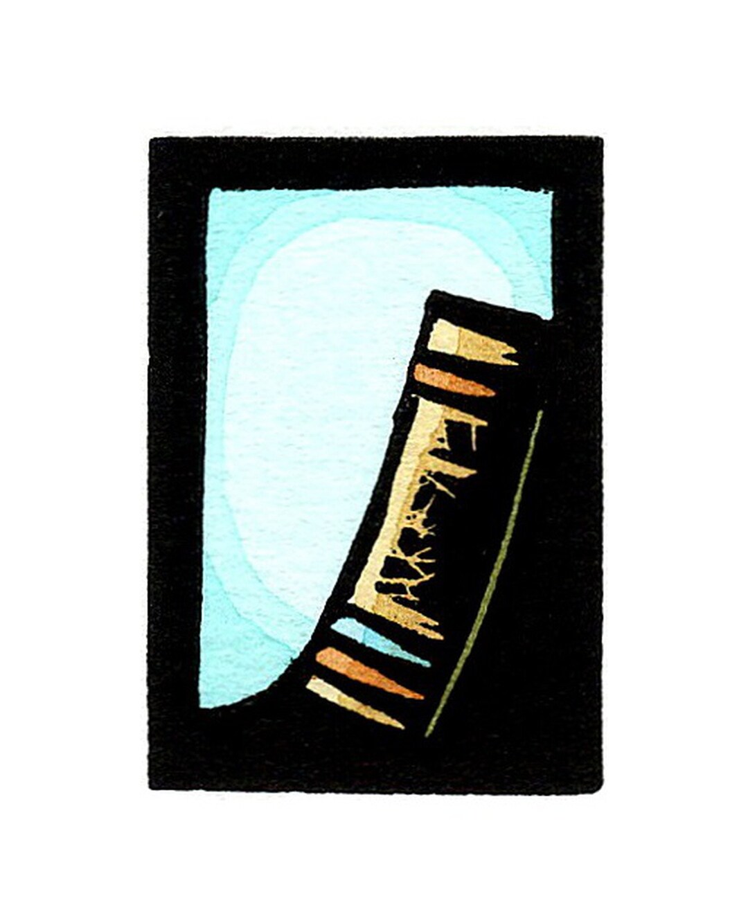 Original Linocut (2420) Small Print of a Brown Book - Etsy