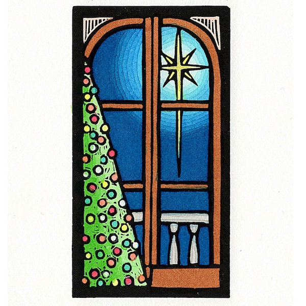 Linocut Christmas - Etsy