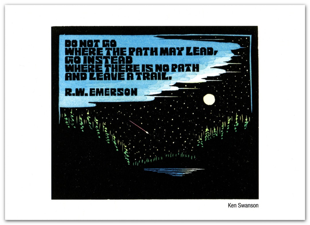 6 Greeting Cards From a Linocut Depicting an Emerson Quote About ...