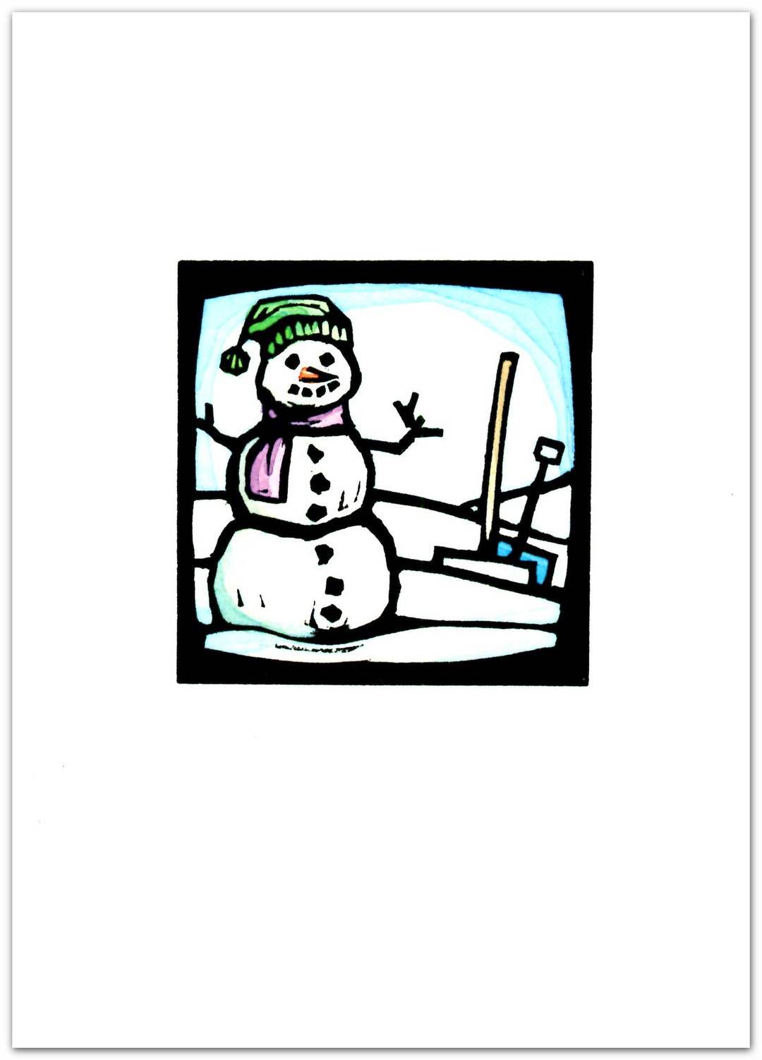 12 Greeting Cards of a Snowman From a Linocut by Ken Swanson 1004 - Etsy