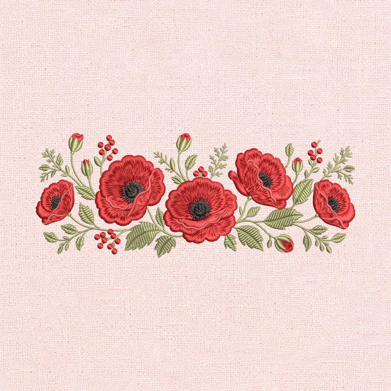 Poppy Embroidery Design - Etsy