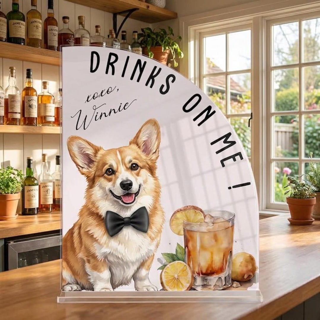 Custom Pet Portrait Bar Menu Sign, Wedding Signature Drink Acrylic ...