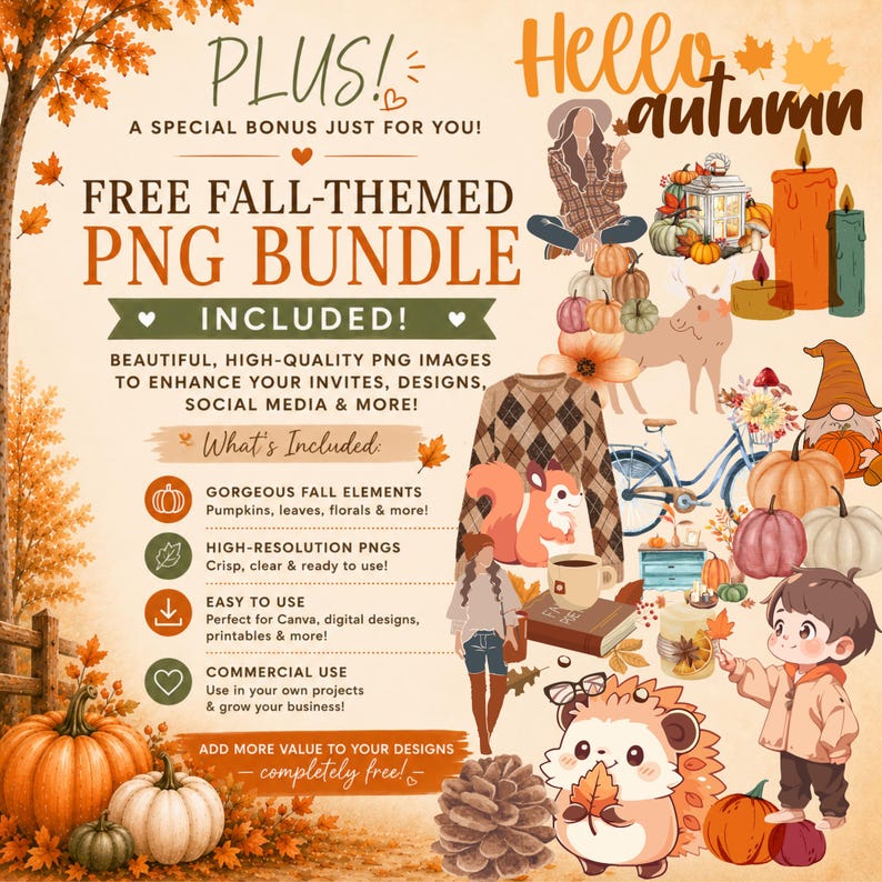 Fall Invitation Bundle Canva Templates | 10 Editable Birthday Party ...