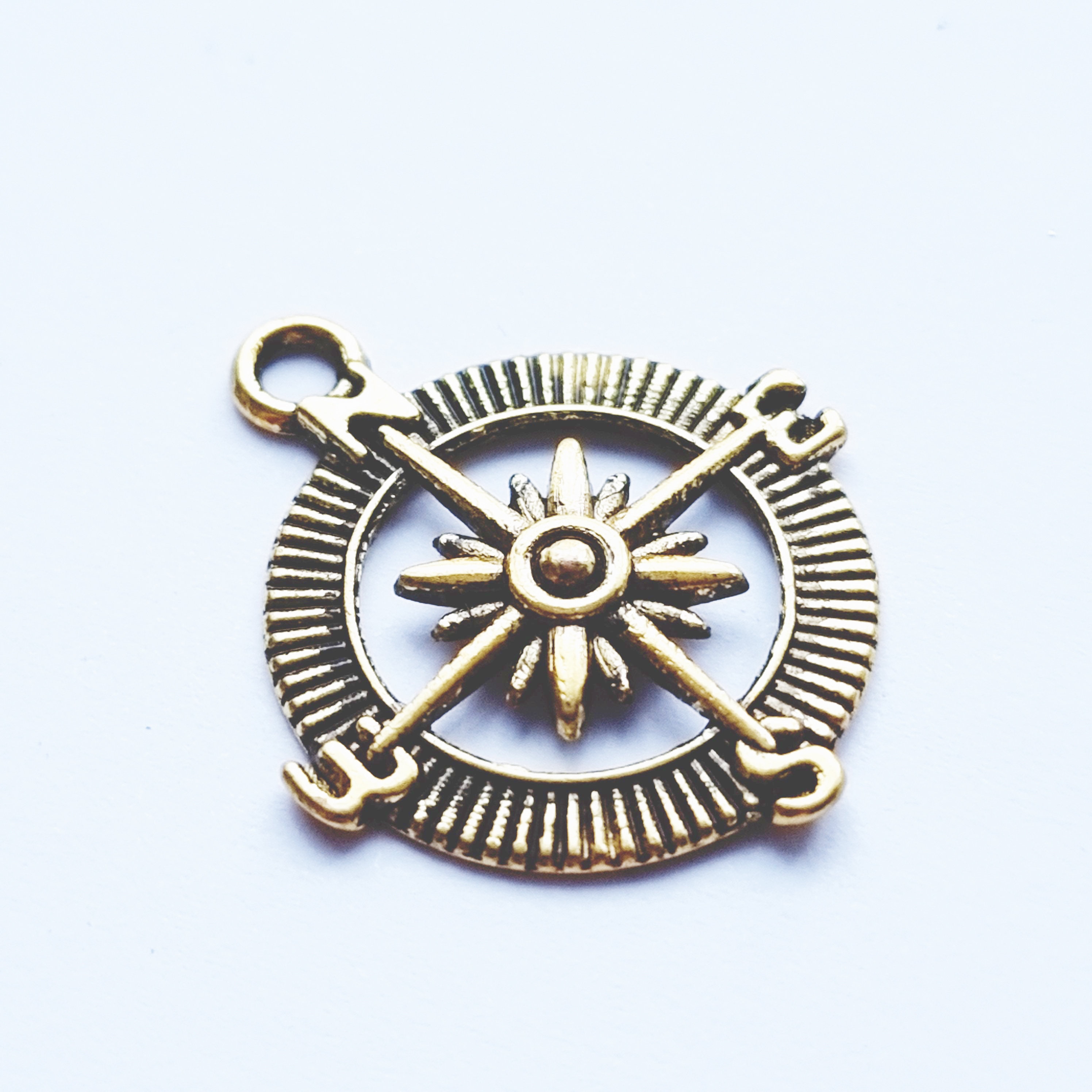 Metal Compass Symbol, Antique Gold Color Pendant, Charm for Jewelry ...