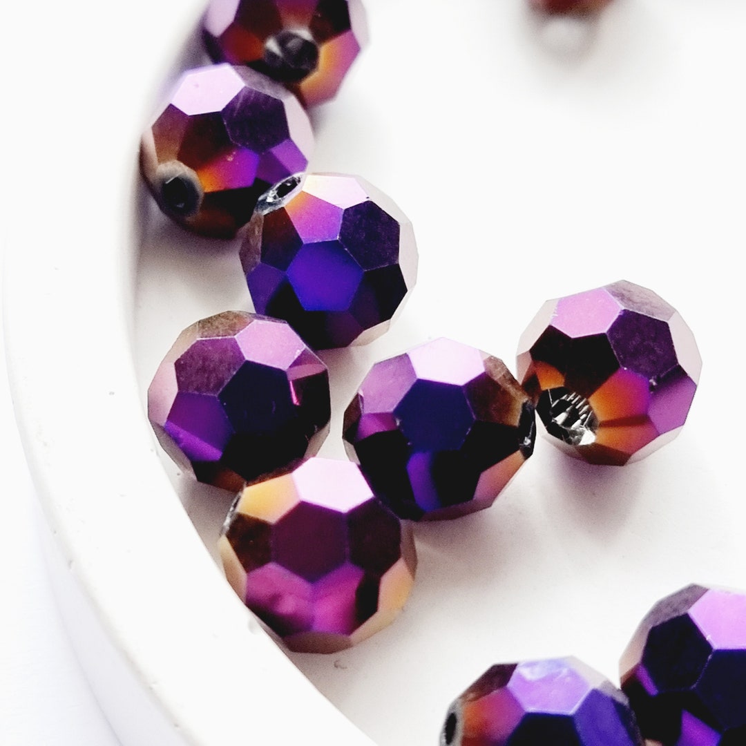Purple Crystals, Purple Crystal Beads, Faceted Crystals, Metallic ...