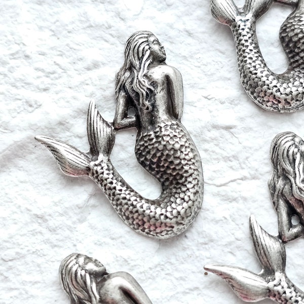 Silver Mermaid Charm - Etsy