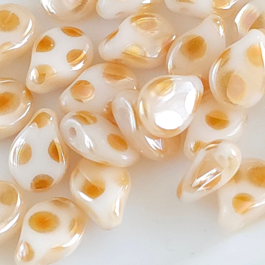 PIP Beads, Dotted Beige Color, by Preciosa, Lot of 10 Pcs, Traditional ...