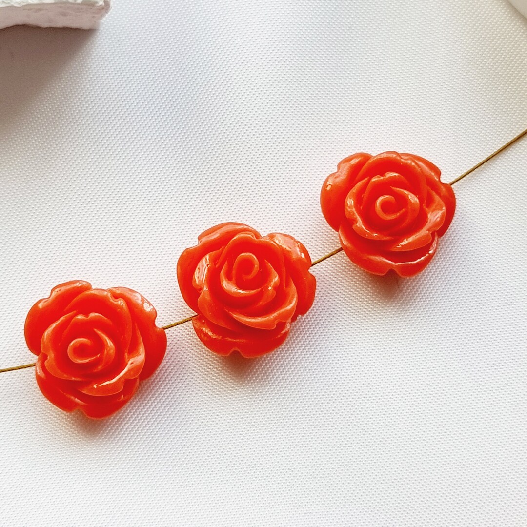 Pink Rose Beads, Floral Acrylic Beads for Jewelry and Accessories ...