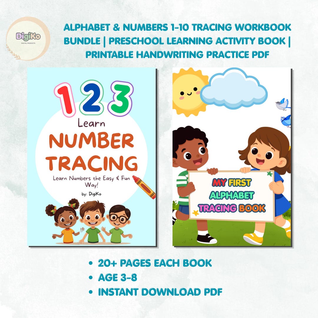 Alphabet & Numbers 1-10 Tracing Workbook Bundle | Preschool Learning ...