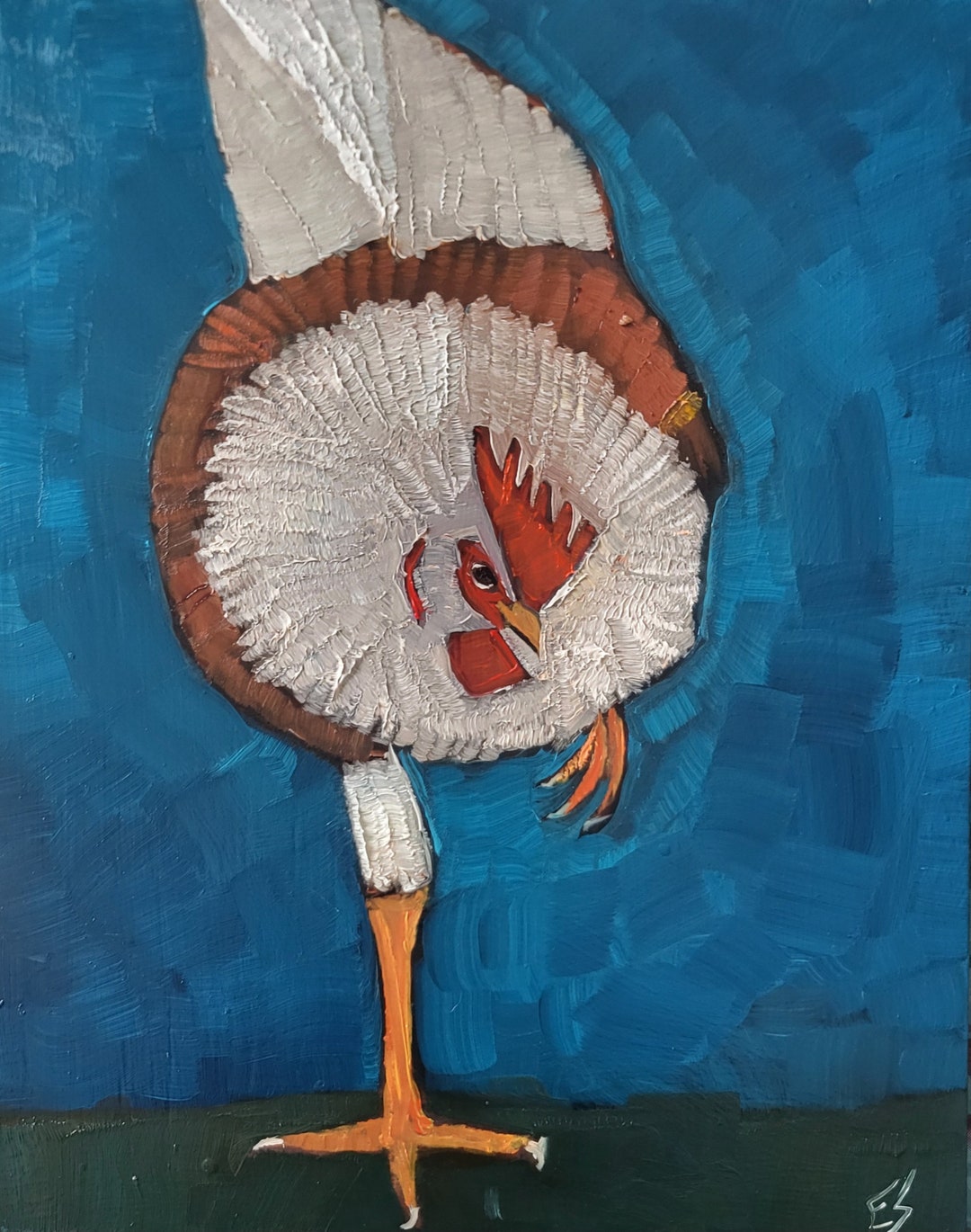Chicken on One Foot Original Oil Painting - Etsy