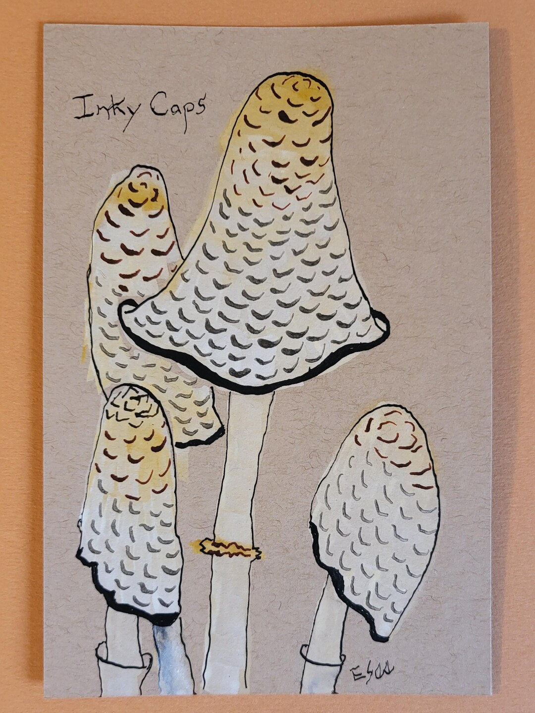 Inky Cap Mushroom Ink Painting - Etsy