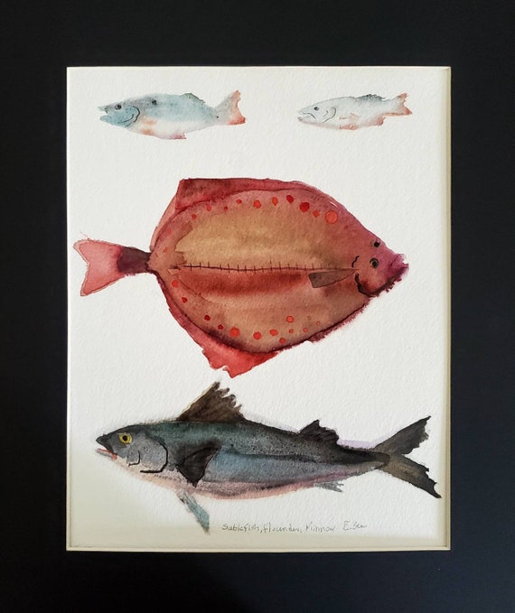 Painting Salmon and pikeminnow Original watercolor and ink painting Art ...