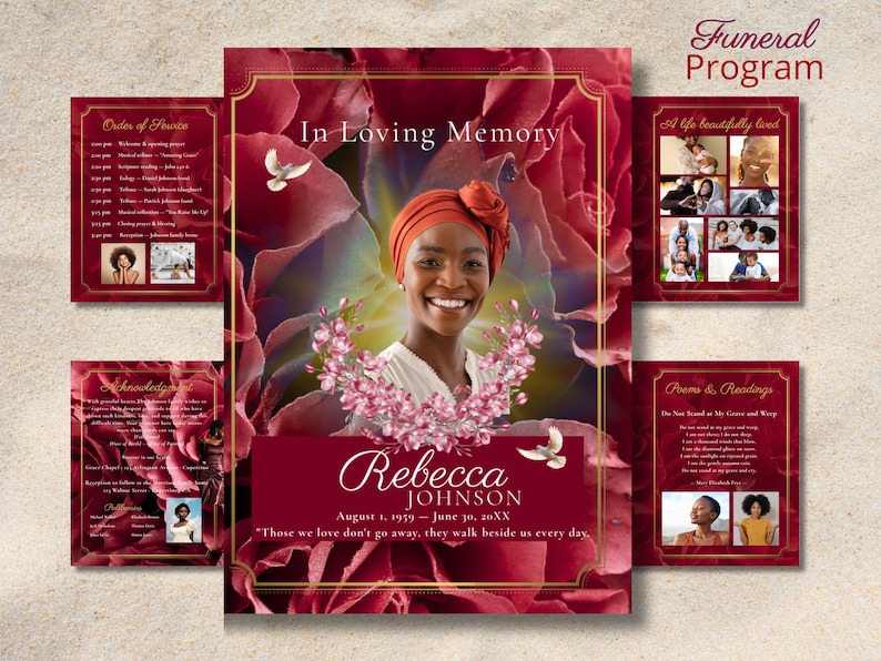 Funeral Program for A Loved One Memorial Booklet Obituary Celebration ...