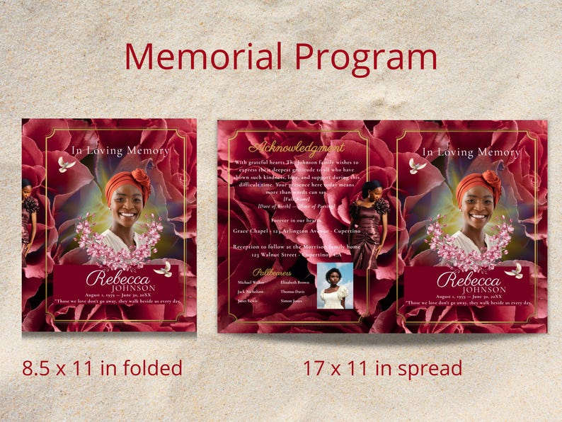 Funeral Program for A Loved One Memorial Booklet Obituary Celebration ...