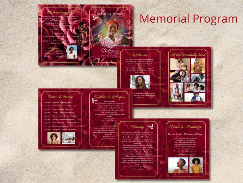 Funeral Program for A Loved One Memorial Booklet Obituary Celebration ...
