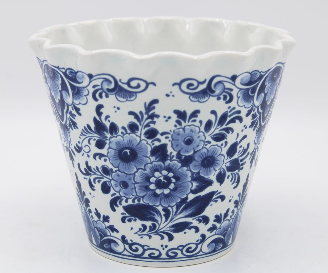 Vintage Dutch Delft Blue and White Floral Ceramic Planter - Etsy
