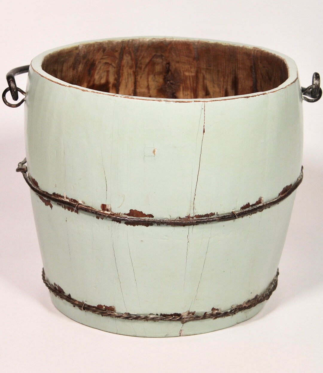 Vintage Farmhouse Light Teal / Ice Blue Wooden Water Bucket - Etsy