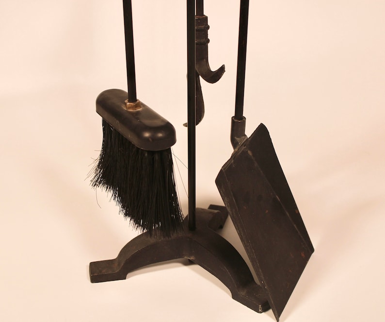 Mid Century Modern Black and Gold Iron and Brass Fireplace Tool Set - Etsy