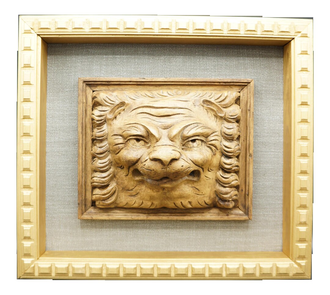 19th Century Framed Lion Head Fragment - Etsy